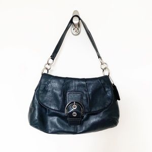 Coach | Bags | Coach Black Leather Shoulderbag Fold Over Front | Poshmark